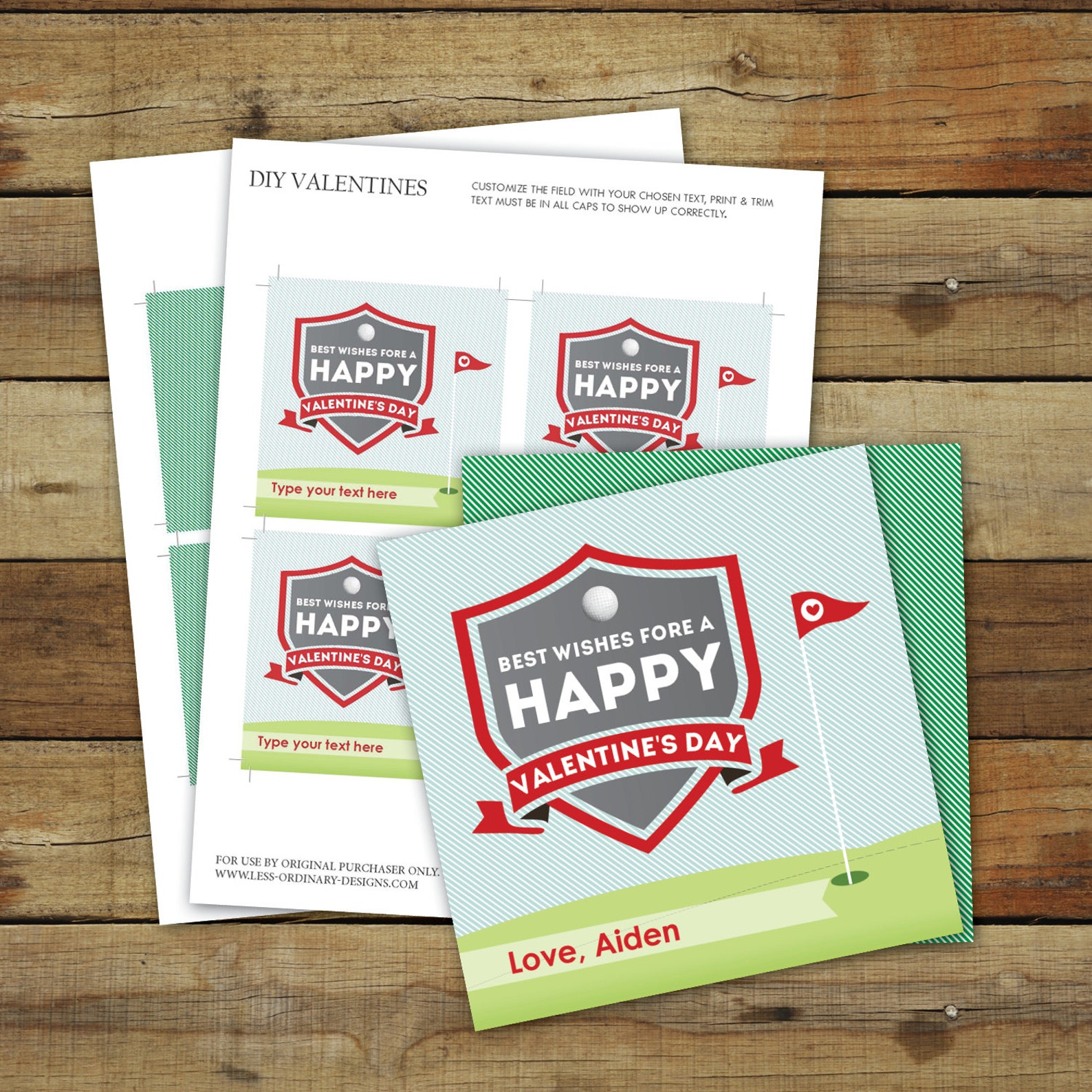 Golf Valentines - Printable Golf Valentine - Classroom Golf Valentine's ...