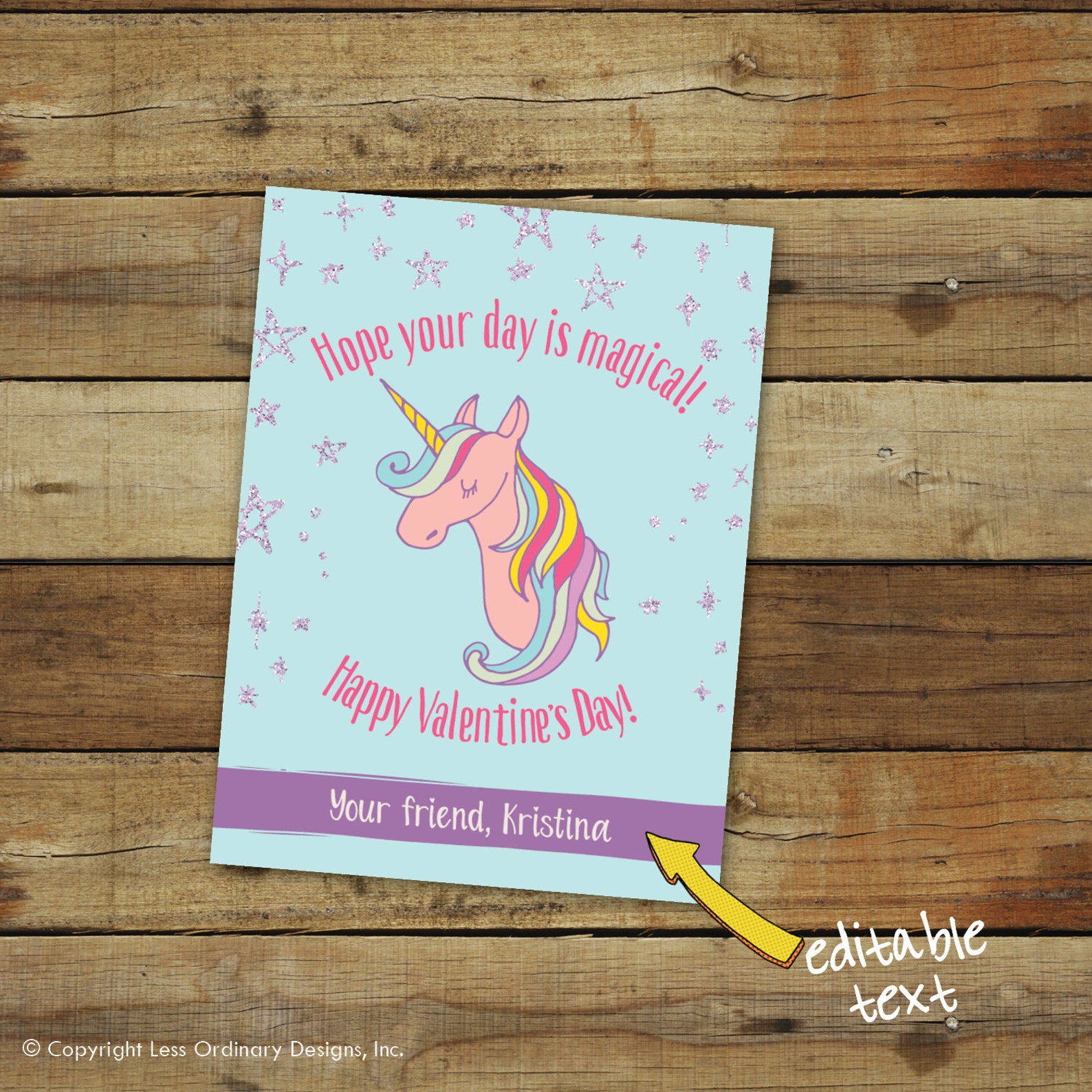 Unicorn Valentine's Day Card Printable Unicorn Valentine - Etsy