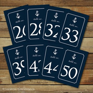 Nautical Table Numbers 26 THROUGH 50 - Nautical Wedding Table Numbers ...