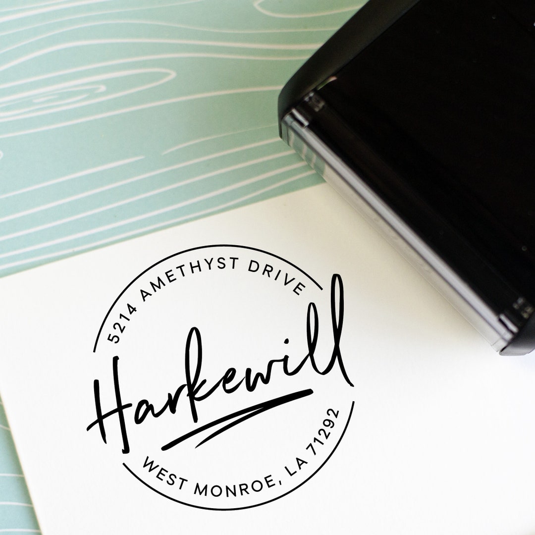 Custom Address Stamp, Round Self Inking Stamp, Circle Address Stamp ...