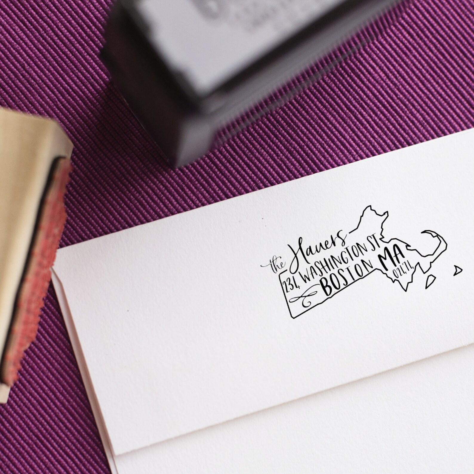 Massachusetts Address Stamp Self Inking Return Address Stamp | Etsy