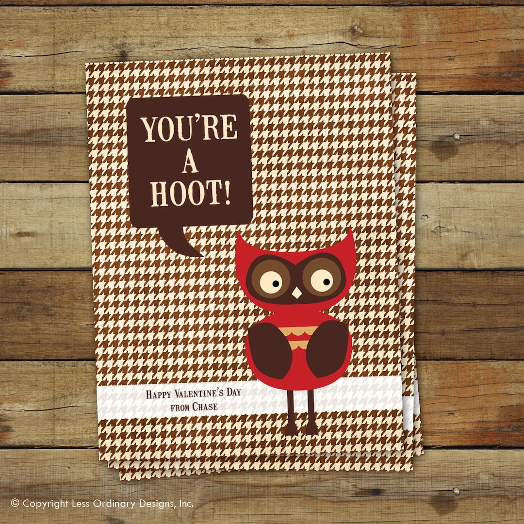 Printable Owl Valentine's Day Card You're a Hoot Editable Pdf, Instant ...