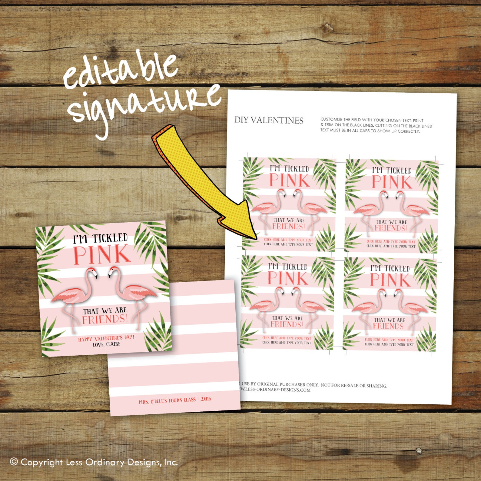 Flamingo Valentine's Day Card Printable Flamingo - Etsy