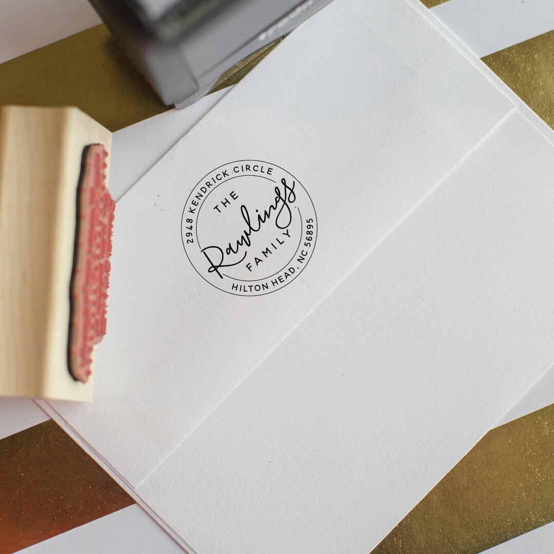 Round Address Stamp Self Inking Return Address Stamp Circle Rubber ...
