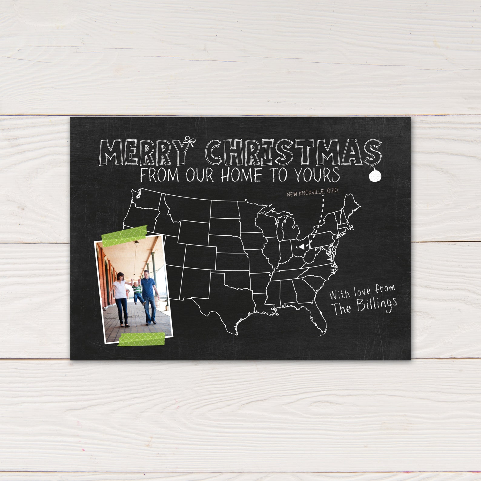 US Map Christmas Card Map Moving Announcement Combined - Etsy