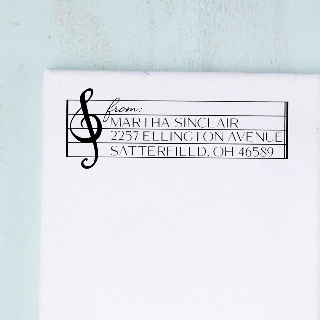 Treble Clef Address Stamp – Personalized Music Note Return Stamp ...