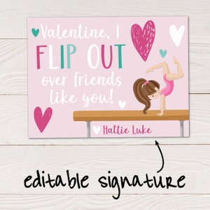 Gymnastics Valentine's Day Card I Flip Out Over Friends Like You Black ...