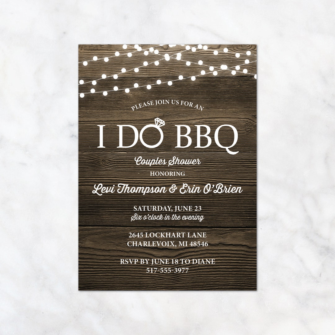 I Do BBQ Bridal Shower Invitation - Couples Shower Invite - Barnwood ...