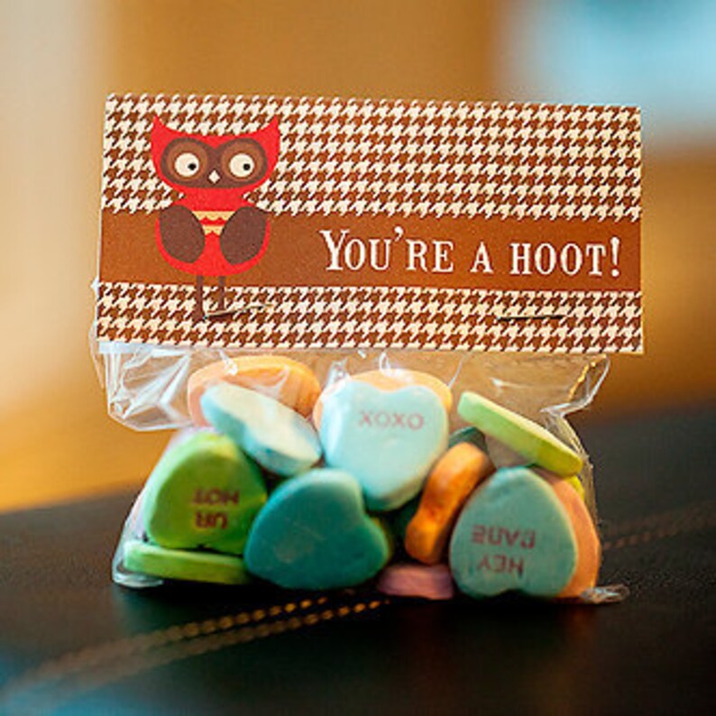 Owl Valentine's Day Treat Bag Topper you're a - Etsy