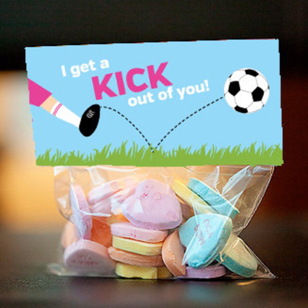 Soccer Valentine's Day Treat Bag Topper, Soccer Valentine for Girls ...