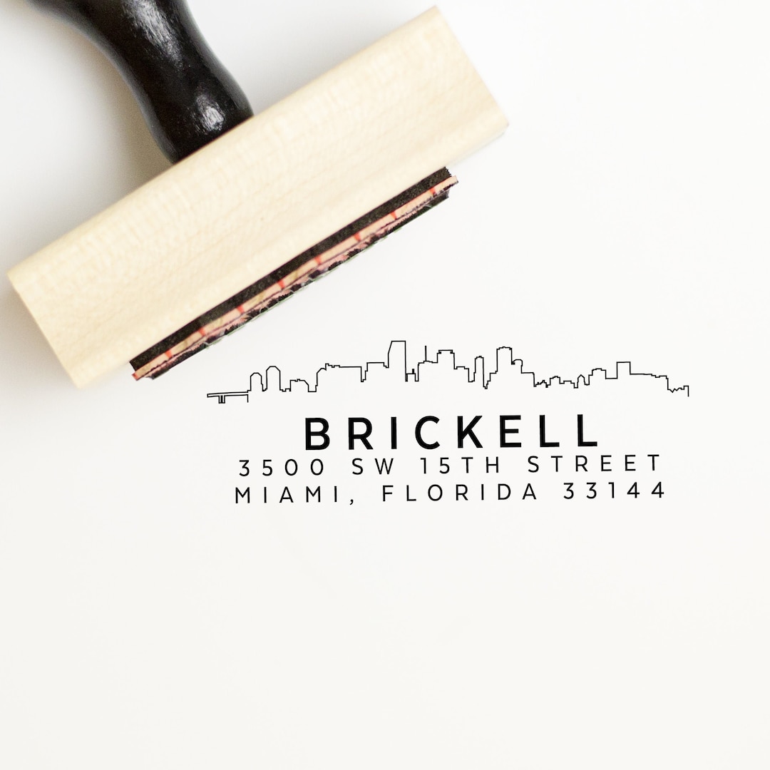 Miami Address Stamp Miami FL Stamp Self Inking Return - Etsy