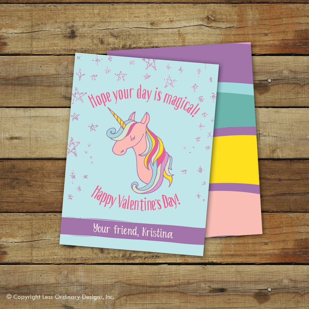 Unicorn Valentine's Day Card Printable Unicorn Valentine I Hope Your ...