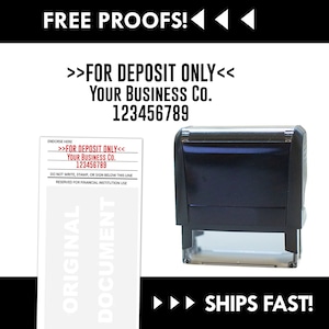 Custom Bank Deposit Stamp for Business, Mobile Endorsement & Back of ...