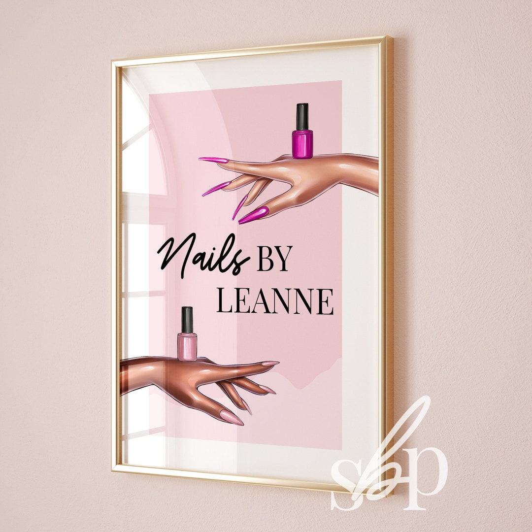 Pink Nail Room Decor, Nail Tech Name Sign, Nail Salon Decor, Nail ...