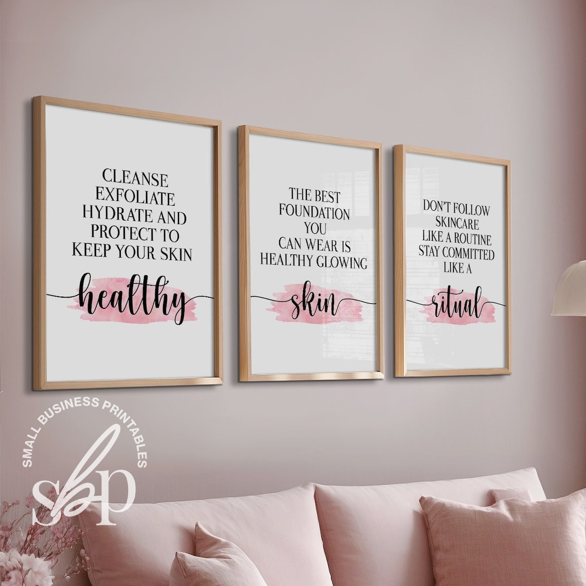 Blush Pink Skincare Quotes, Esthetician Room Decor, Skincare Clinic ...