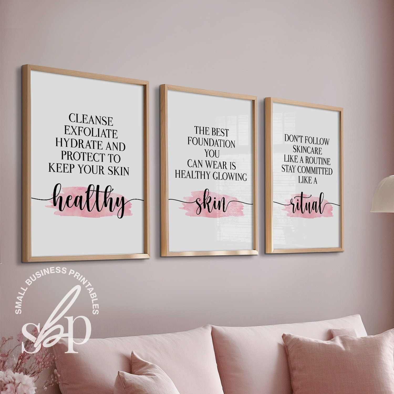 Blush Pink Skincare Quotes, Esthetician Room Decor, Skincare Clinic ...