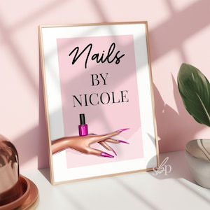Nail Salon Decor, Nail Room Decor, Manicure Print, Nail Tech Name Sign ...
