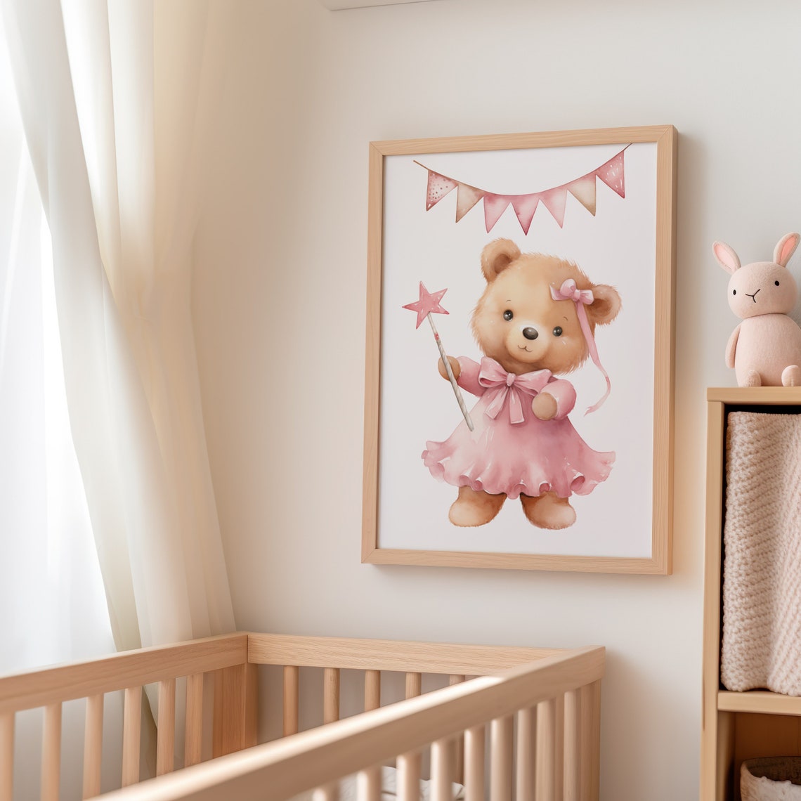 Pink Teddy Nursery Wall Art Poster Girl Teddy Bear Cute Teddy Bear Set ...