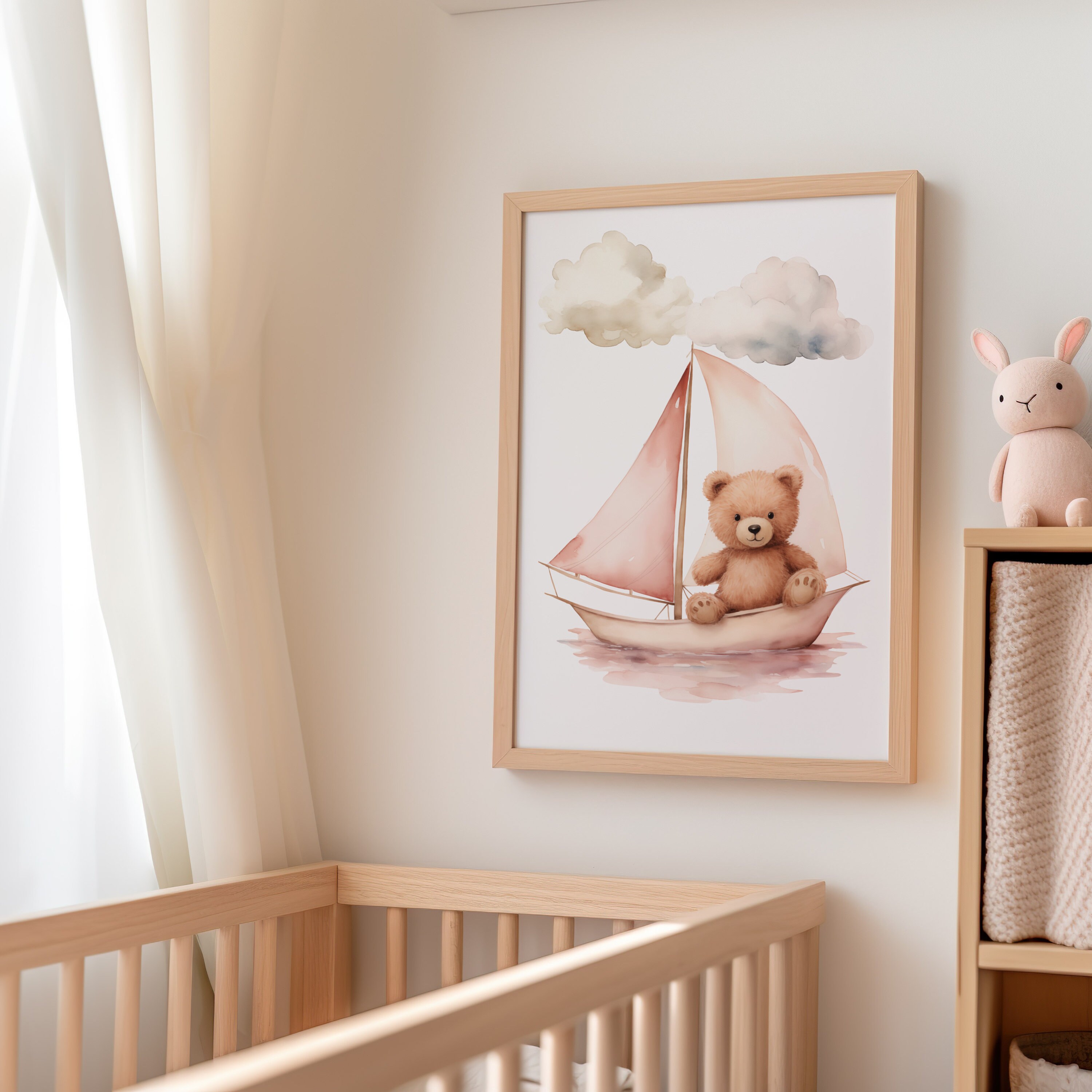 Pink Teddy Nursery Wall Art Poster Girl Teddy Bear Cute Teddy Bear Set ...