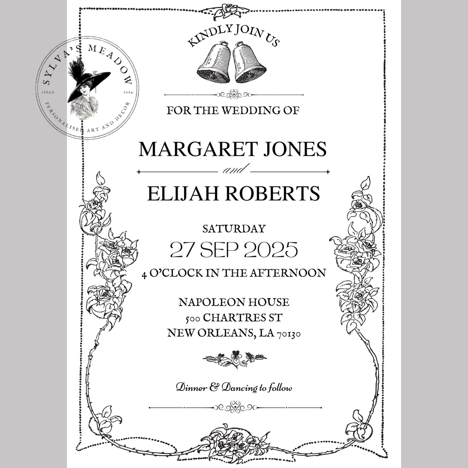 Antique Wedding Invitation Template Customizable Printable Victorian ...