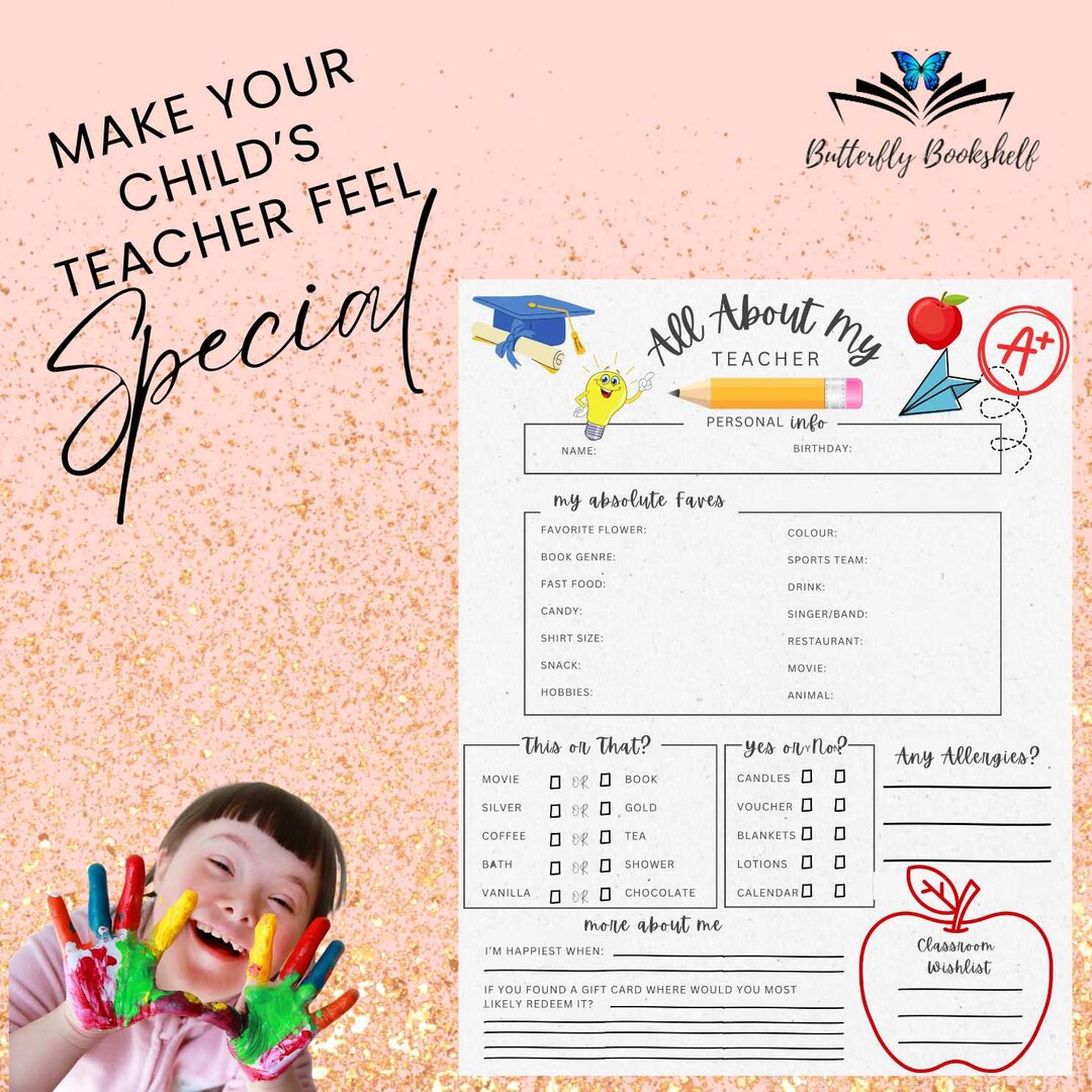 Printable Teacher Favorites Survey, Back-to-school Teacher ...