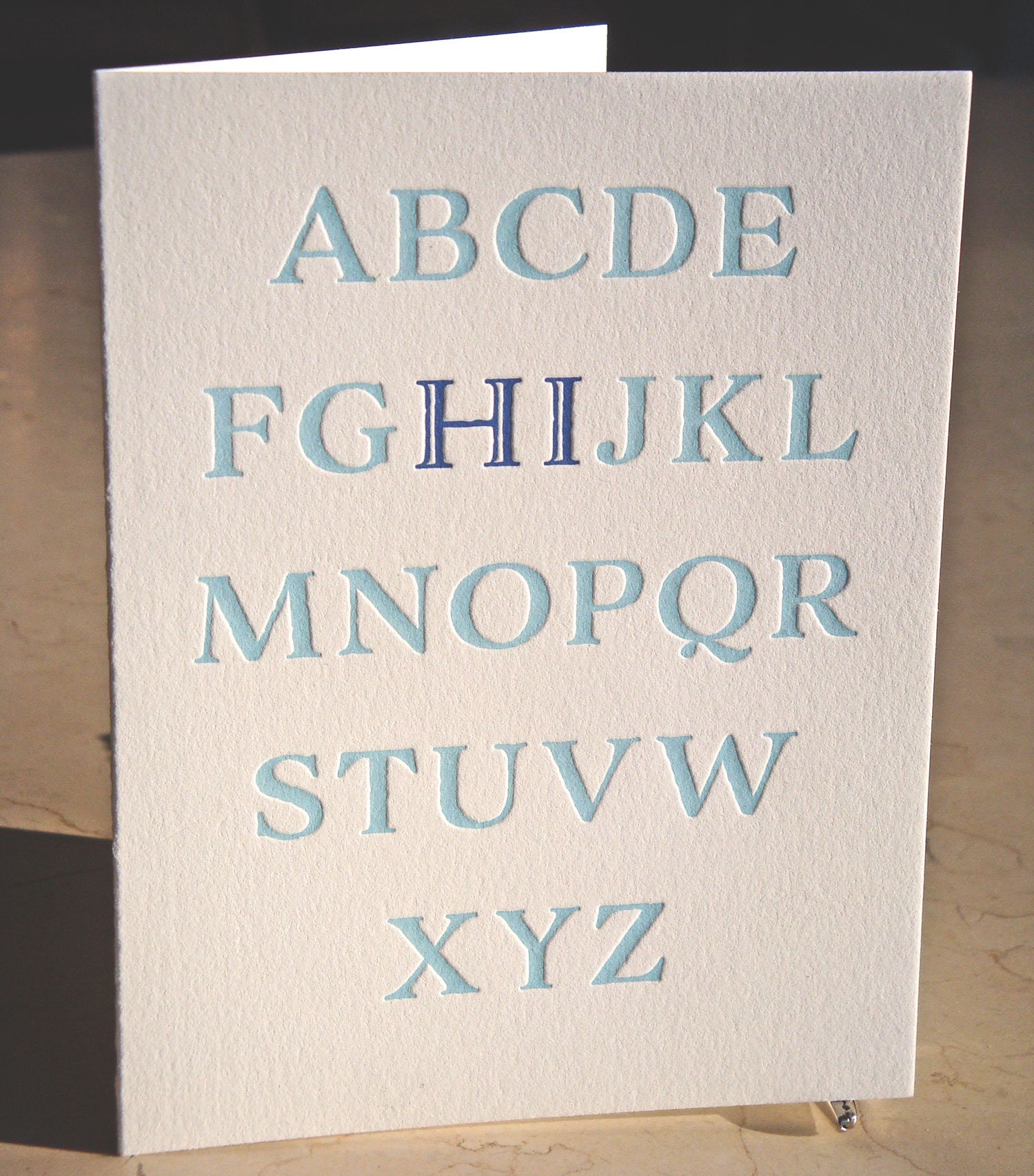 ABC hi Card Letterpress Folded Note Card FREE | Etsy