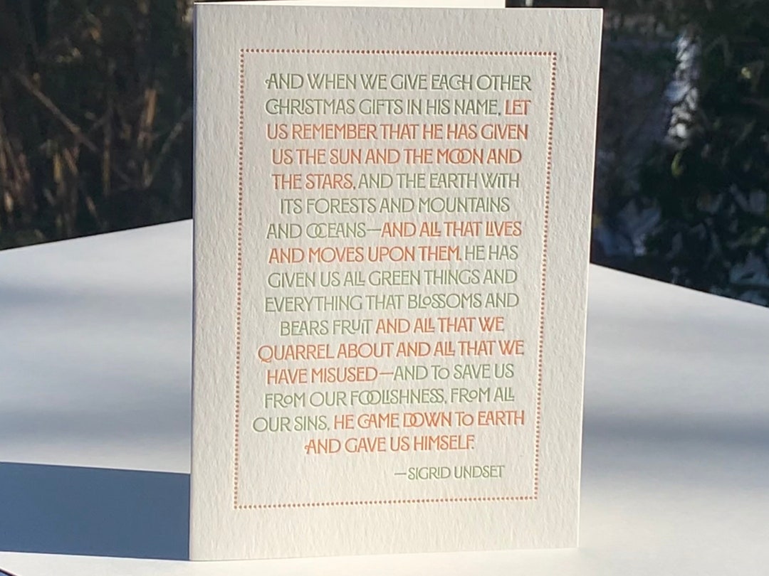 Letterpress Cards, "when We Give Each Other Christmas Gifts", Sigrid ...