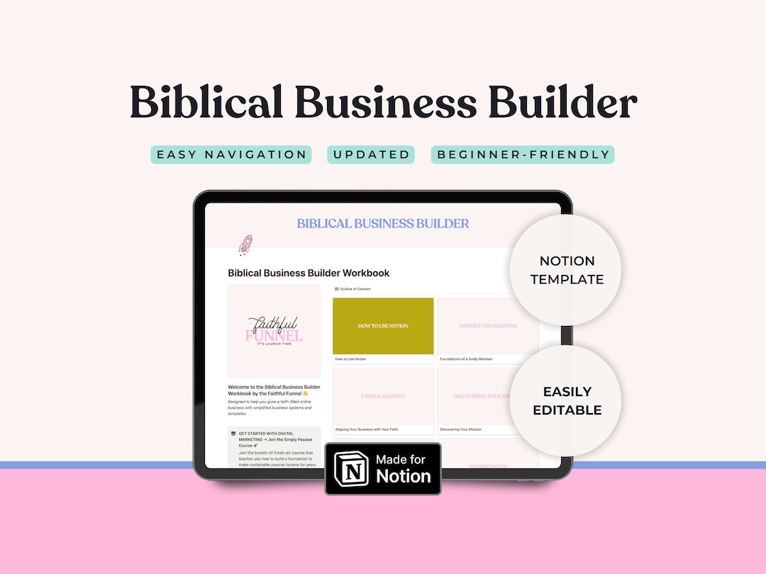Biblical Business Builder Workbook | New Business Planner | Notion ...
