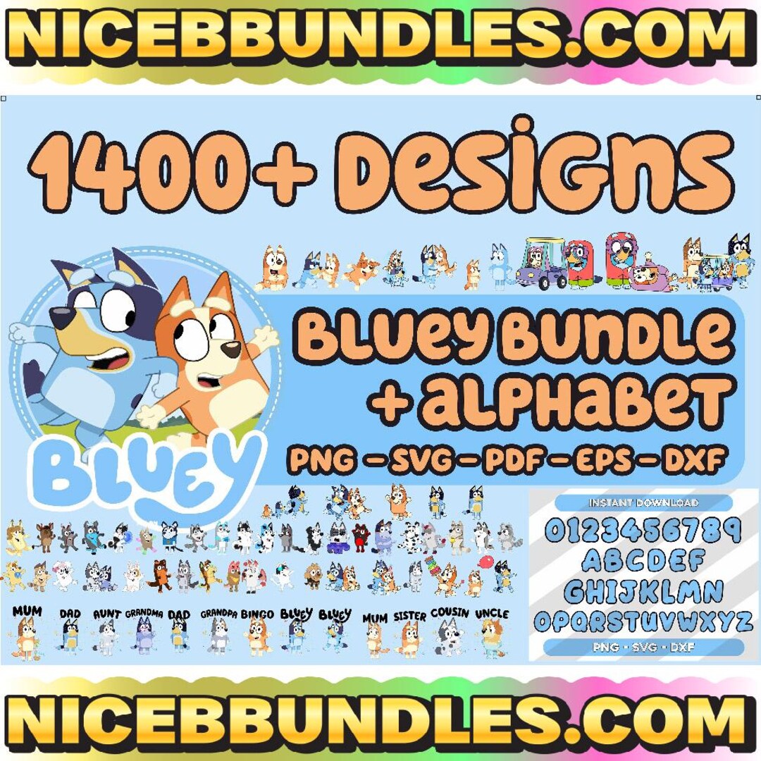 1400 Mega Bluey Bundle, Bluey Cut Files For Cricut, Bluey Clipart ...