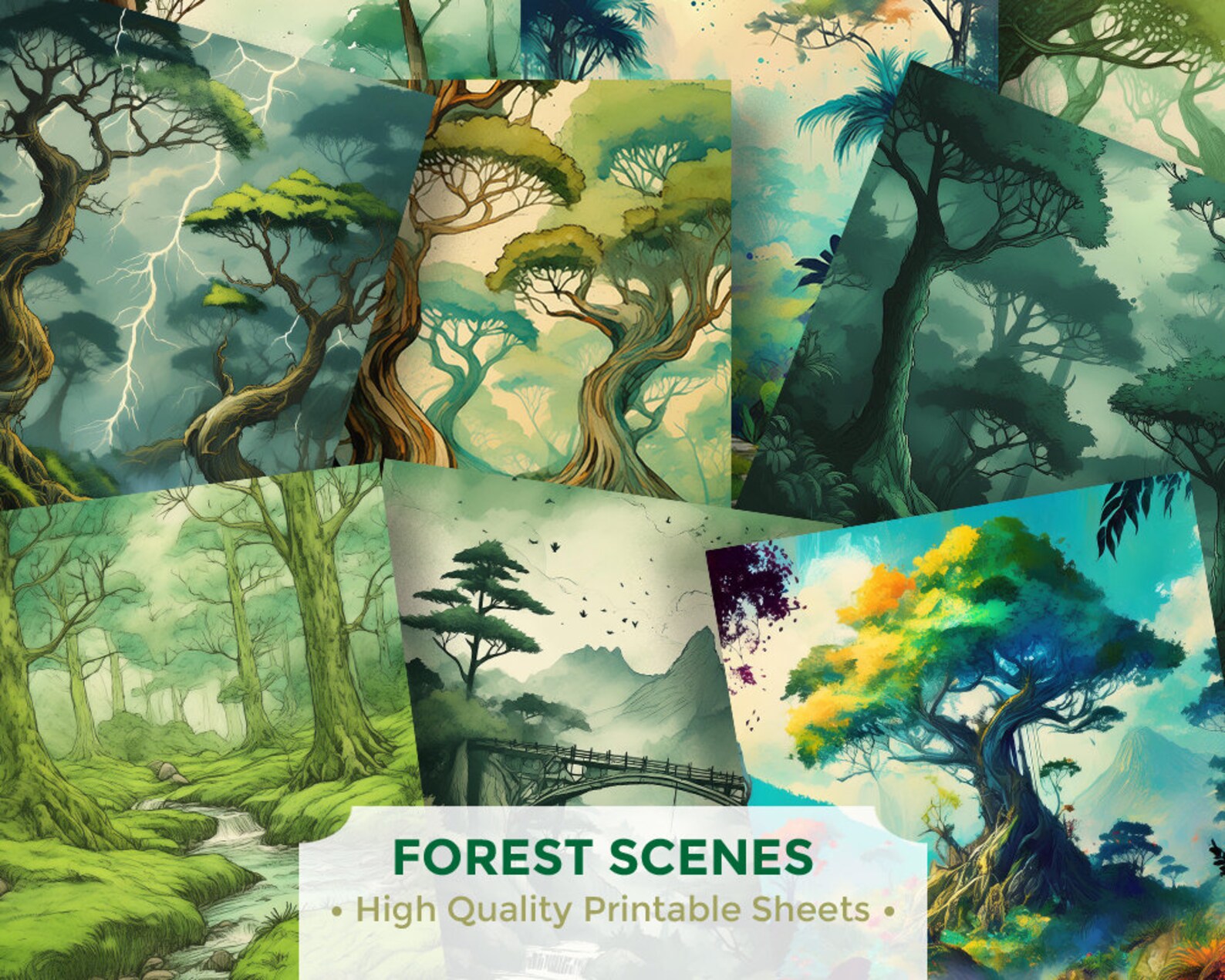 Forest Scenes, Nature, Printable, Junk Journal, Scrapbook, Craft, Paper ...