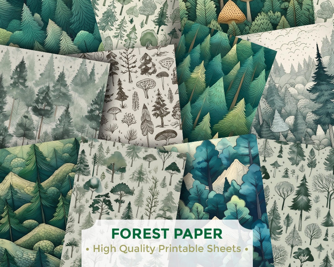 Forest Paper, Nature, Printable, Junk Journal, Scrapbook, Craft, Paper ...