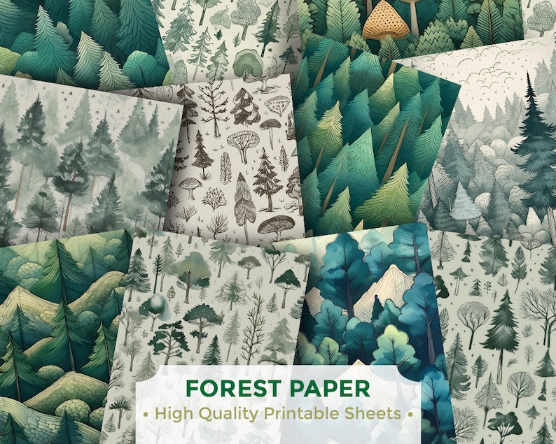 Forest Paper, Nature, Printable, Junk Journal, Scrapbook, Craft, Paper ...