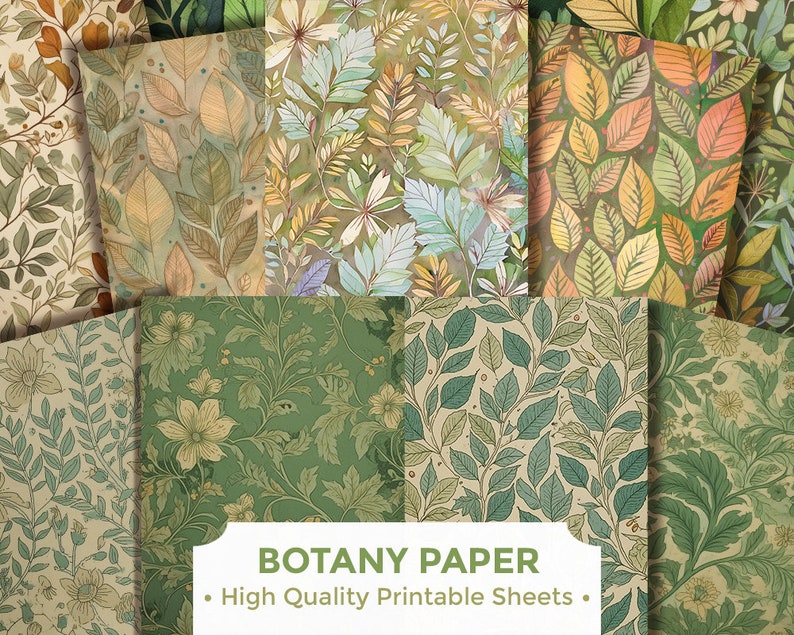 Botany Paper, Nature, Printable, Junk Journal, Scrapbook, Craft, Paper ...