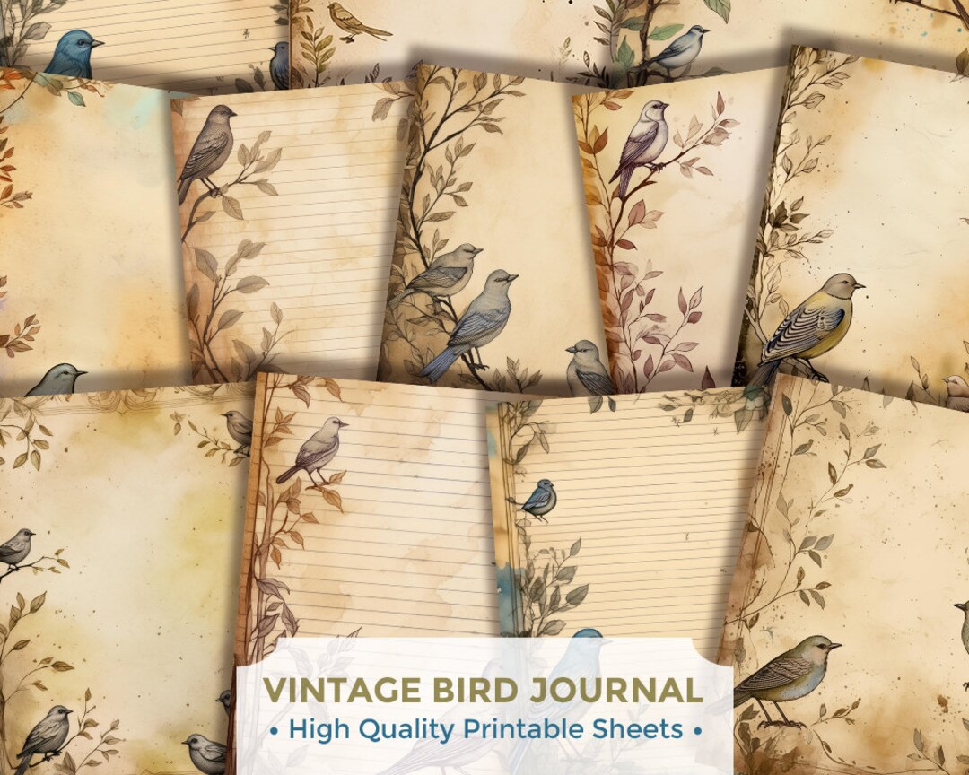 Vintage Bird Journal Sheets, Printable, Junk Journal, Scrapbook, Craft ...
