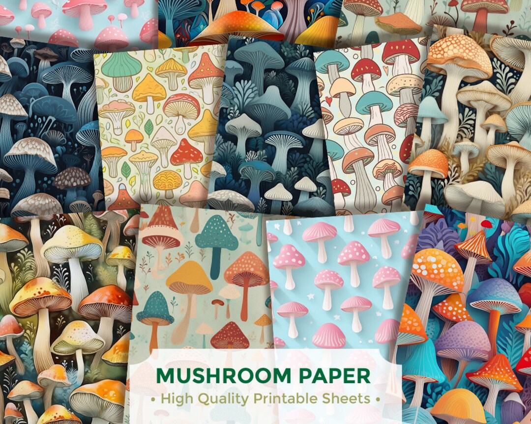 Mushroom Paper, Nature, Printable, Junk Journal, Scrapbook, Craft ...