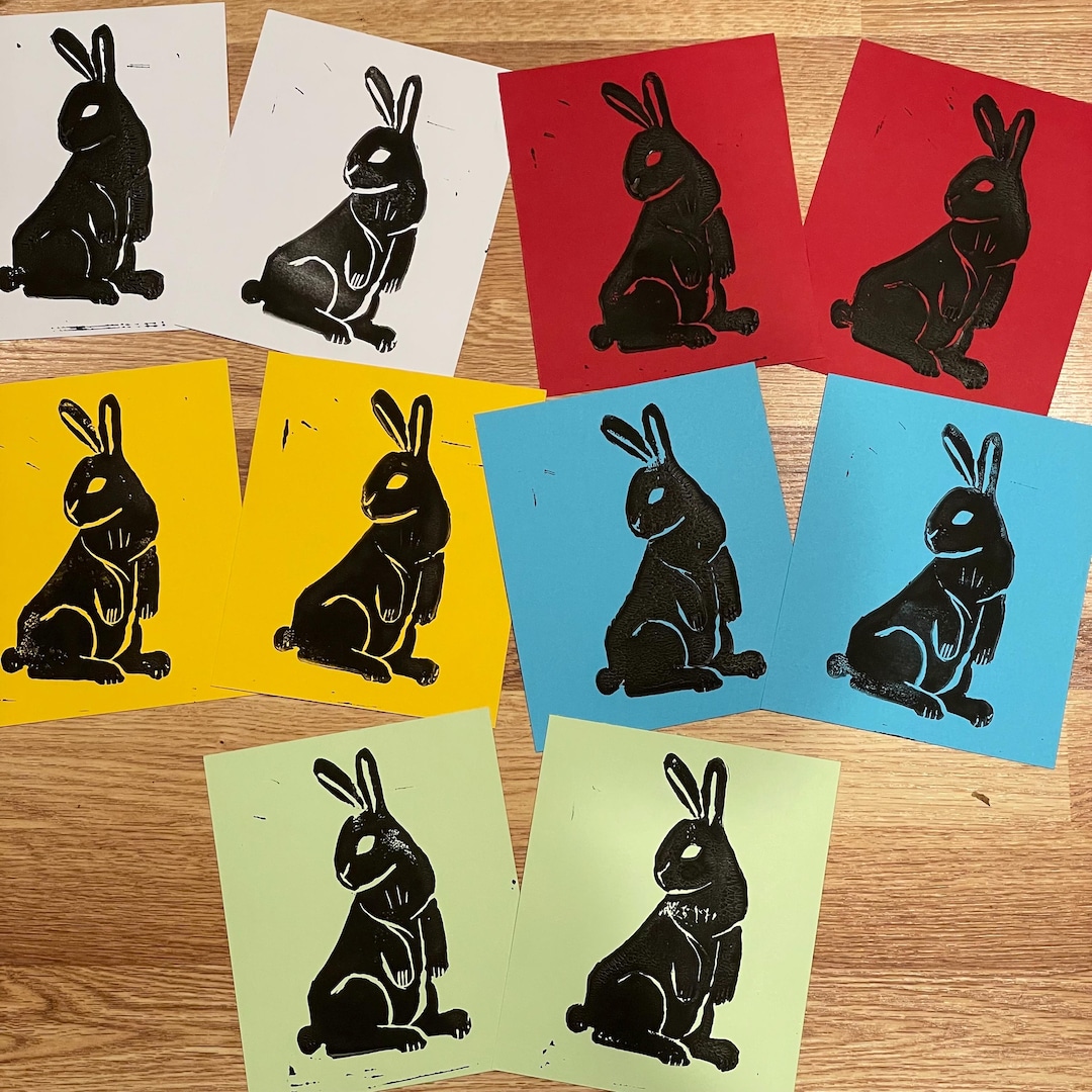 Vigilant Rabbit - an Original Block Print - Etsy