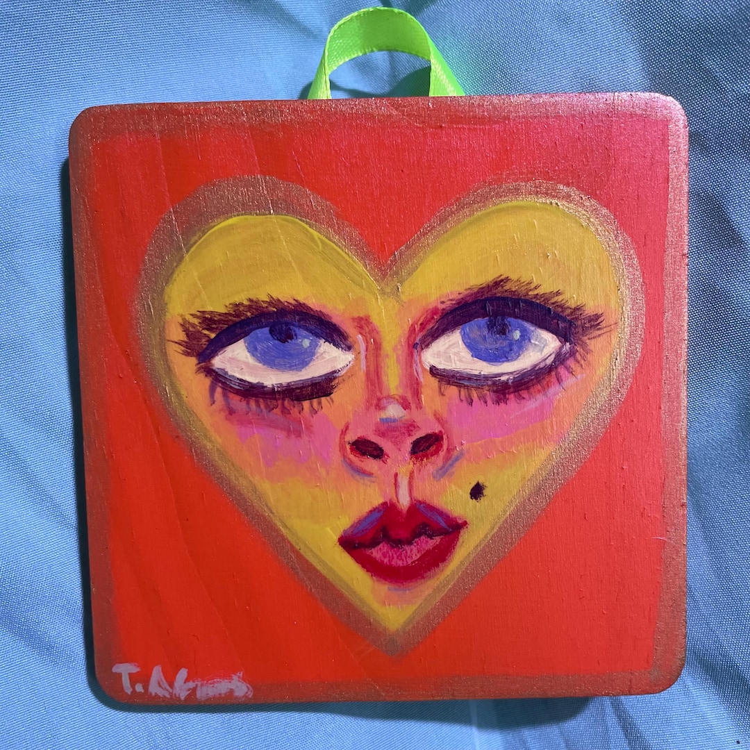 Heart-faced Portrait - an Acrylic Painting - Etsy