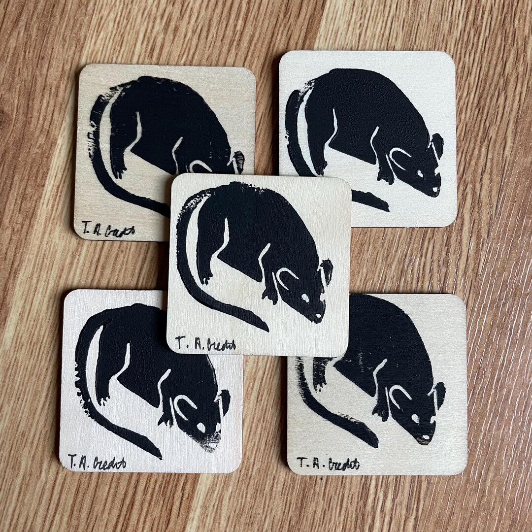 Mouse on Wood Linocut Prints - Etsy