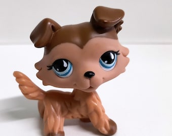 VTG RARE Authentic Littlest Pet Shop LPS #67 Grey Collie Dog, Blue Eyes ...