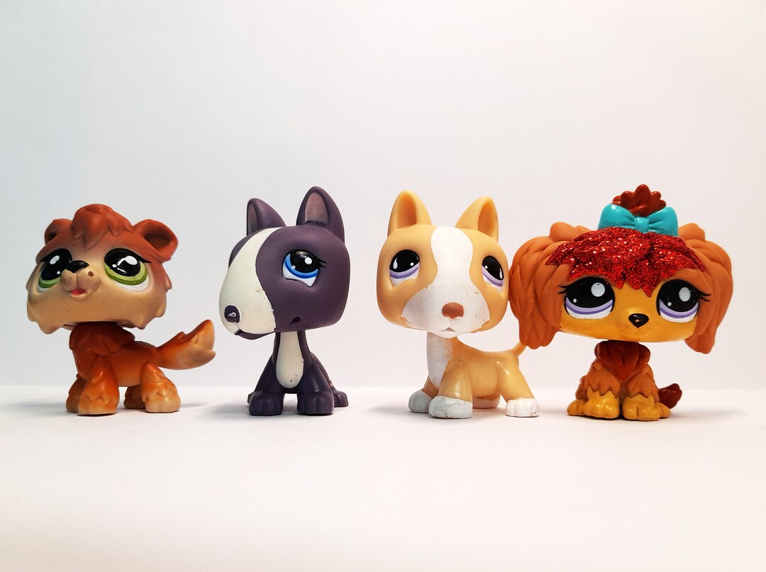 Littlest Pet Shop Wolf #2141 Bull Terrier #2448 #860 Lhasa Apso #2286 ...