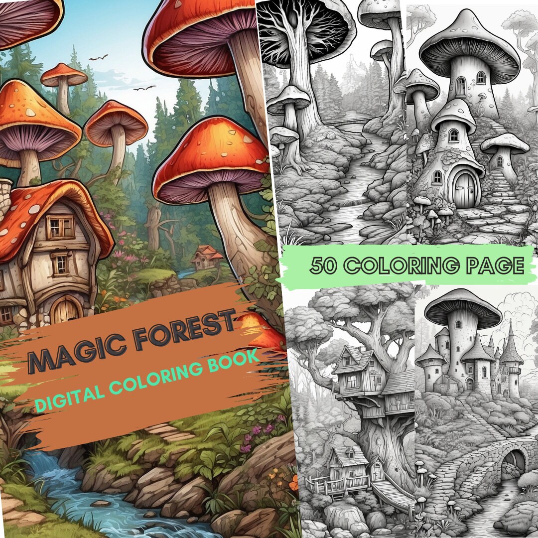 Magic Forest Coloring Pages, 50 Unique and Intricate Pages Perfect for ...