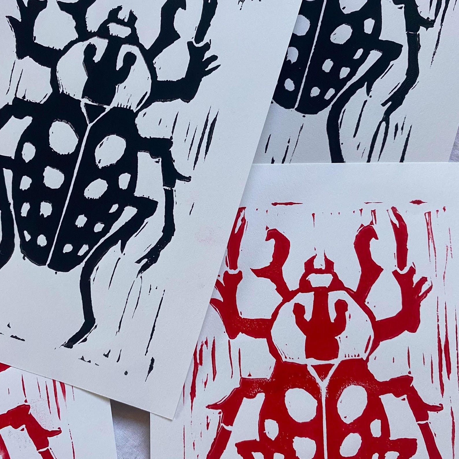 Insect Linocut Print "beetle" 5"x7" | Hand Printed Original Carved ...