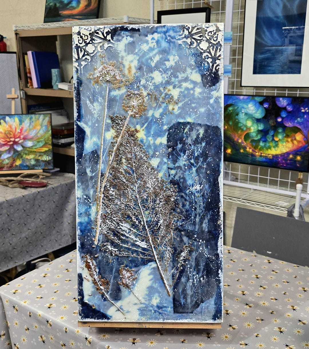 Winter Garden - Cyanotype and Encaustic Painting. - Etsy