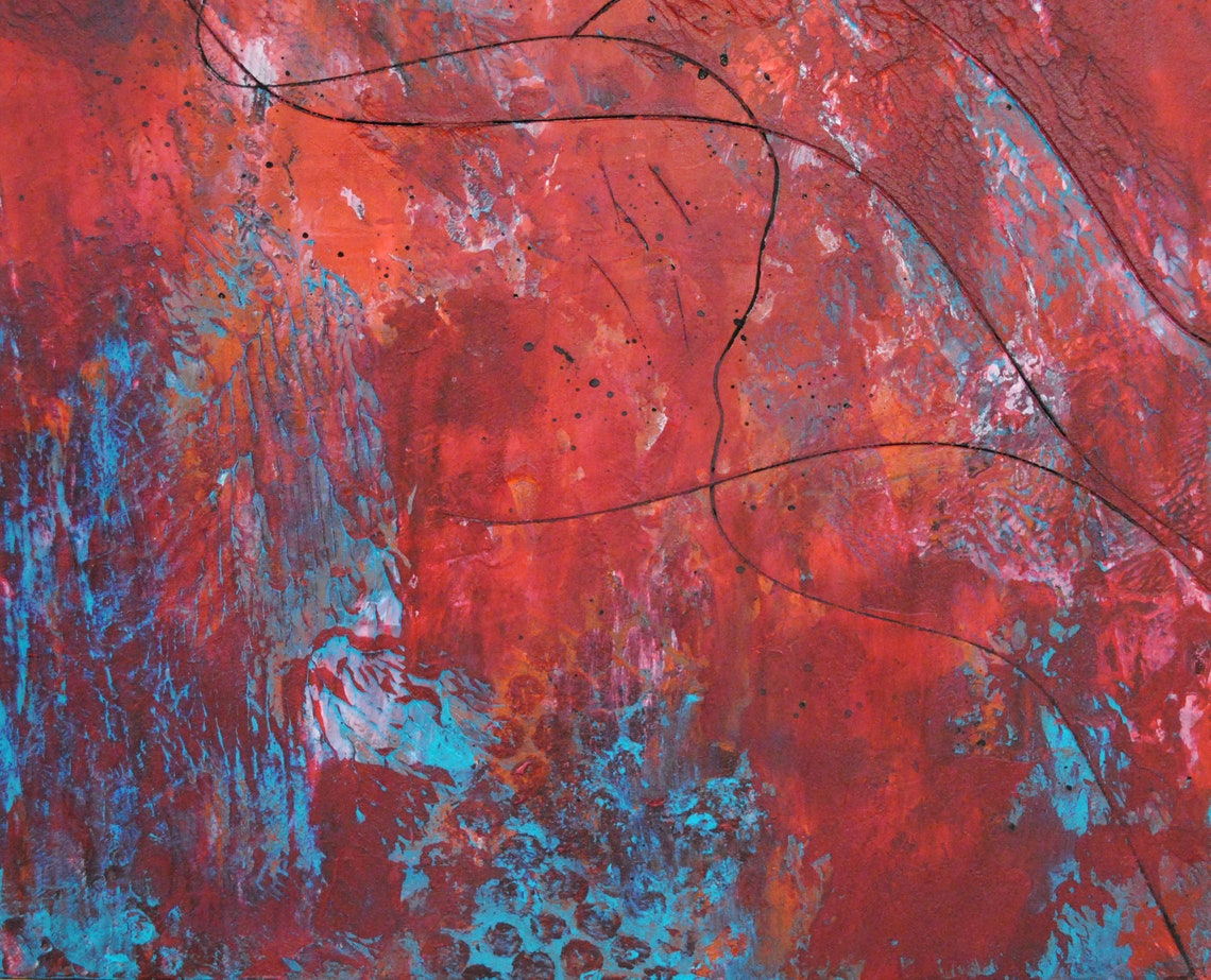 Turquoise Flames - Original Painting - Etsy