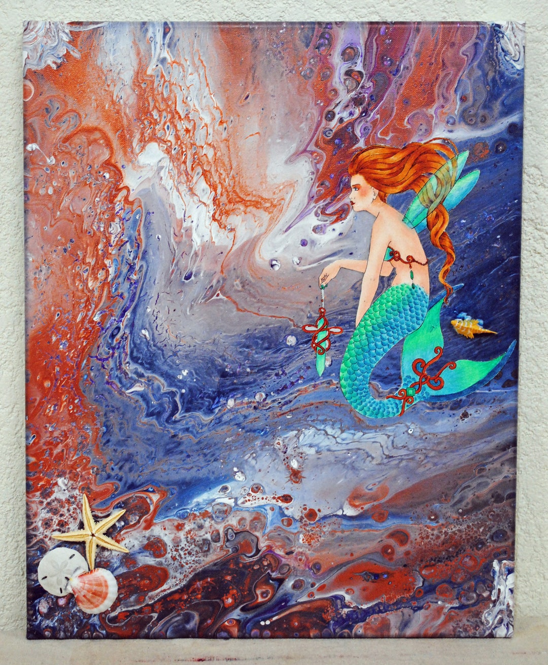 Copper Mermaid - Mixed Media Painting - Etsy