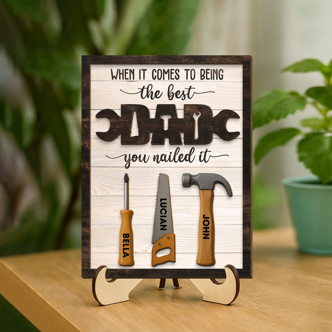 When It Become the Best Dad Mechanic Dad Personalized 2-layered Wooden ...