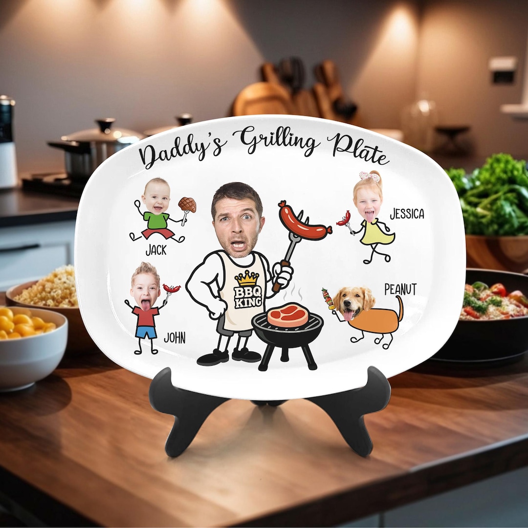 Personalized Faces Grilling Platter, Custom Daddy's Grilling Plate With ...