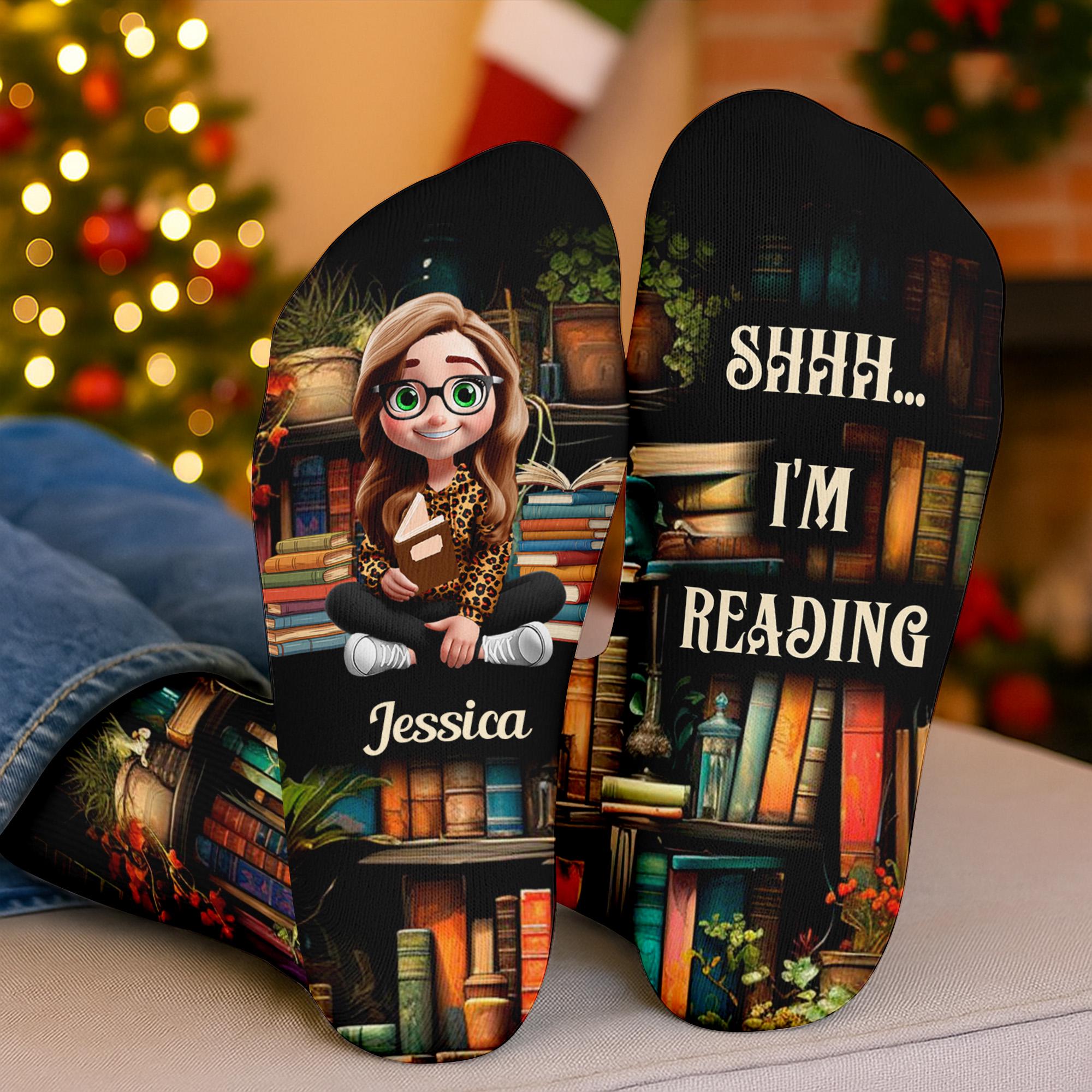 Personalized Reading Socks • "shhh I'm Reading" Cozy Book Lover Gift - Etsy