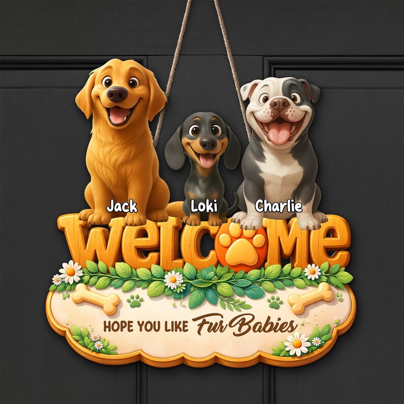 Personalized Dog Welcome Sign – Custom Pet Name, Fur Babies Decor - Etsy
