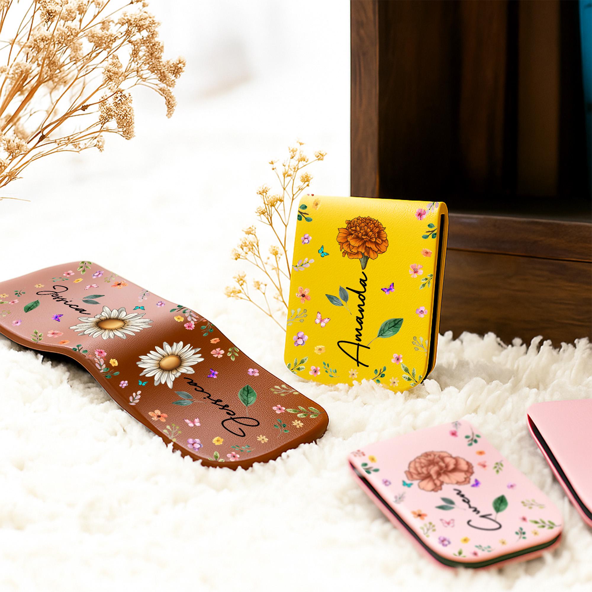 Personalized Birth Month Flower Magnetic Leather Bookmark, Book Lover ...